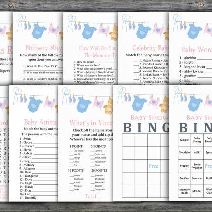 Clothesline Baby Shower Games Package,Clothesline Baby Shower Game Pack ...