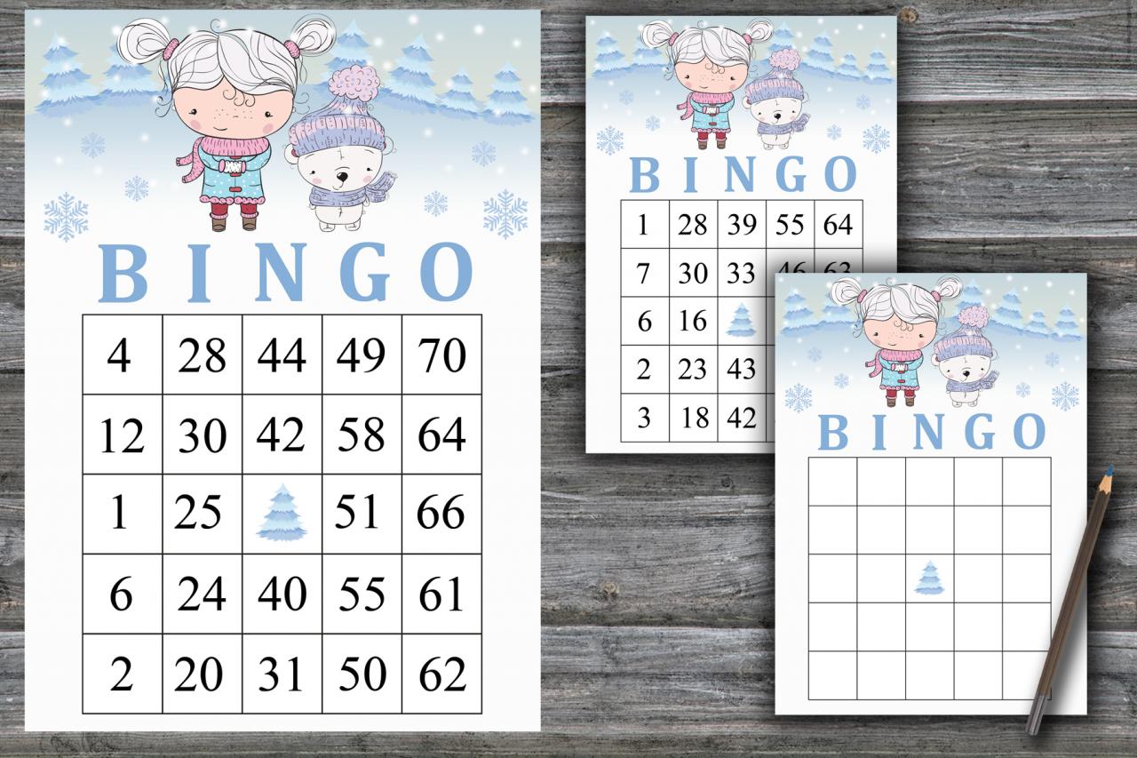 Polar Bear Bingo Game,christmas Animals Bingo Card,christmas Bingo Game ...
