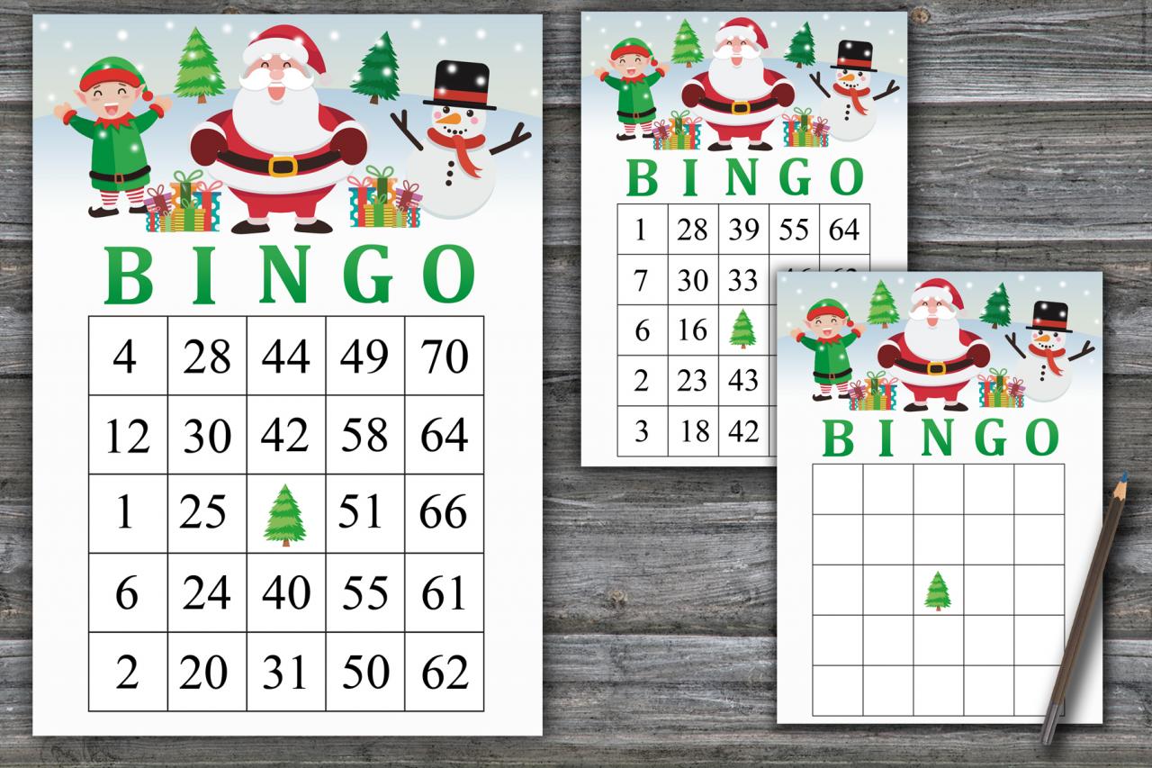 Happy Santa Claus Bingo Game,christmas Bingo Card,christmas Bingo Game ...