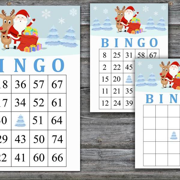 Santa And Rudolf Bingo Game,christmas Bingo Game,christmas Party Bingo ...