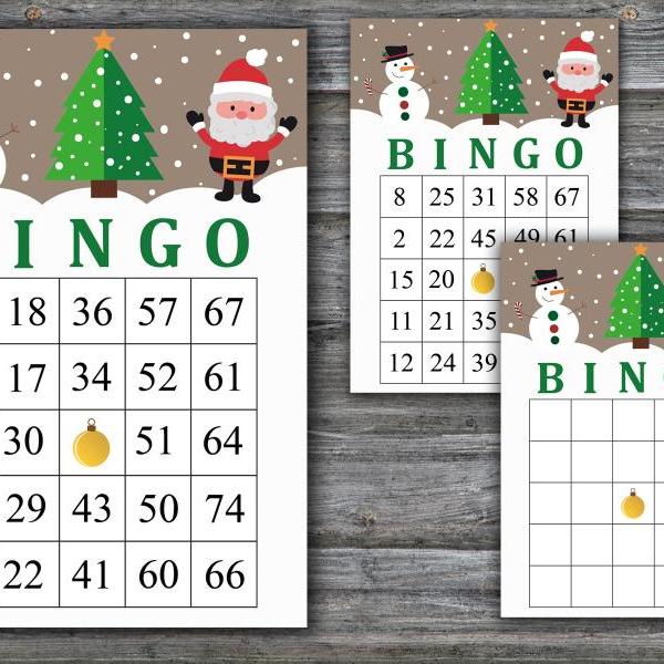 Santa Claus And Snowman Bingo Game,christmas Bingo Game,christmas Party ...