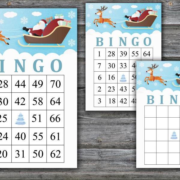 Santa Carriage Bingo Game,rudolph Bingo Card,christmas Bingo Game ...
