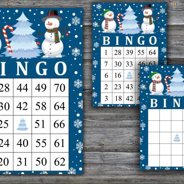 Snowman Bingo Game,merry Christmas Bingo Card,christmas Bingo Game ...