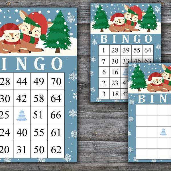 Christmas Deer Bingo Game,merry Christmas Bingo Card,christmas Bingo ...
