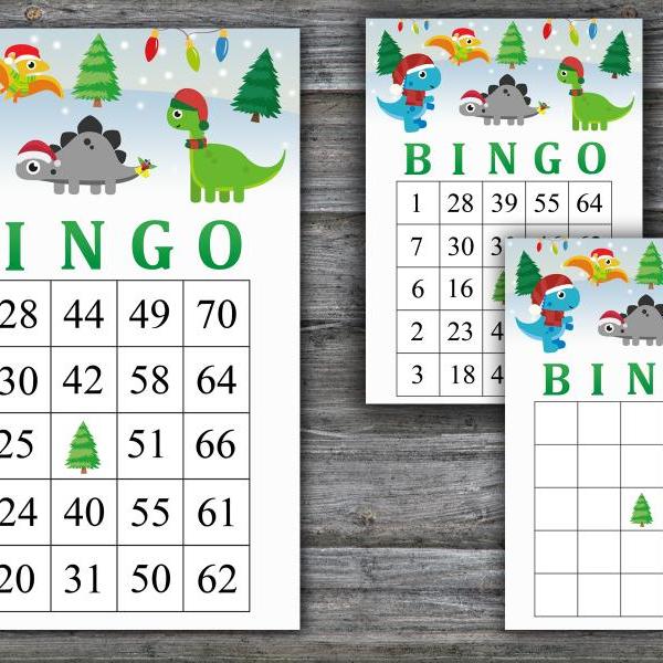 Christmas Dinosaur Bingo Game,merry Christmas Bingo Card,christmas ...