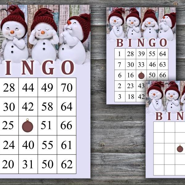 Cute Snowman Bingo Game,merry Christmas Bingo Card,christmas Bingo Game ...