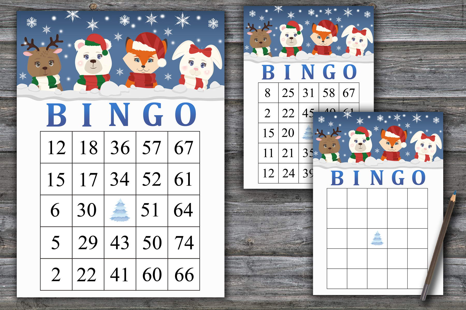 Winter Animals Bingo Game,christmas Animals Bingo Card,christmas Bingo ...
