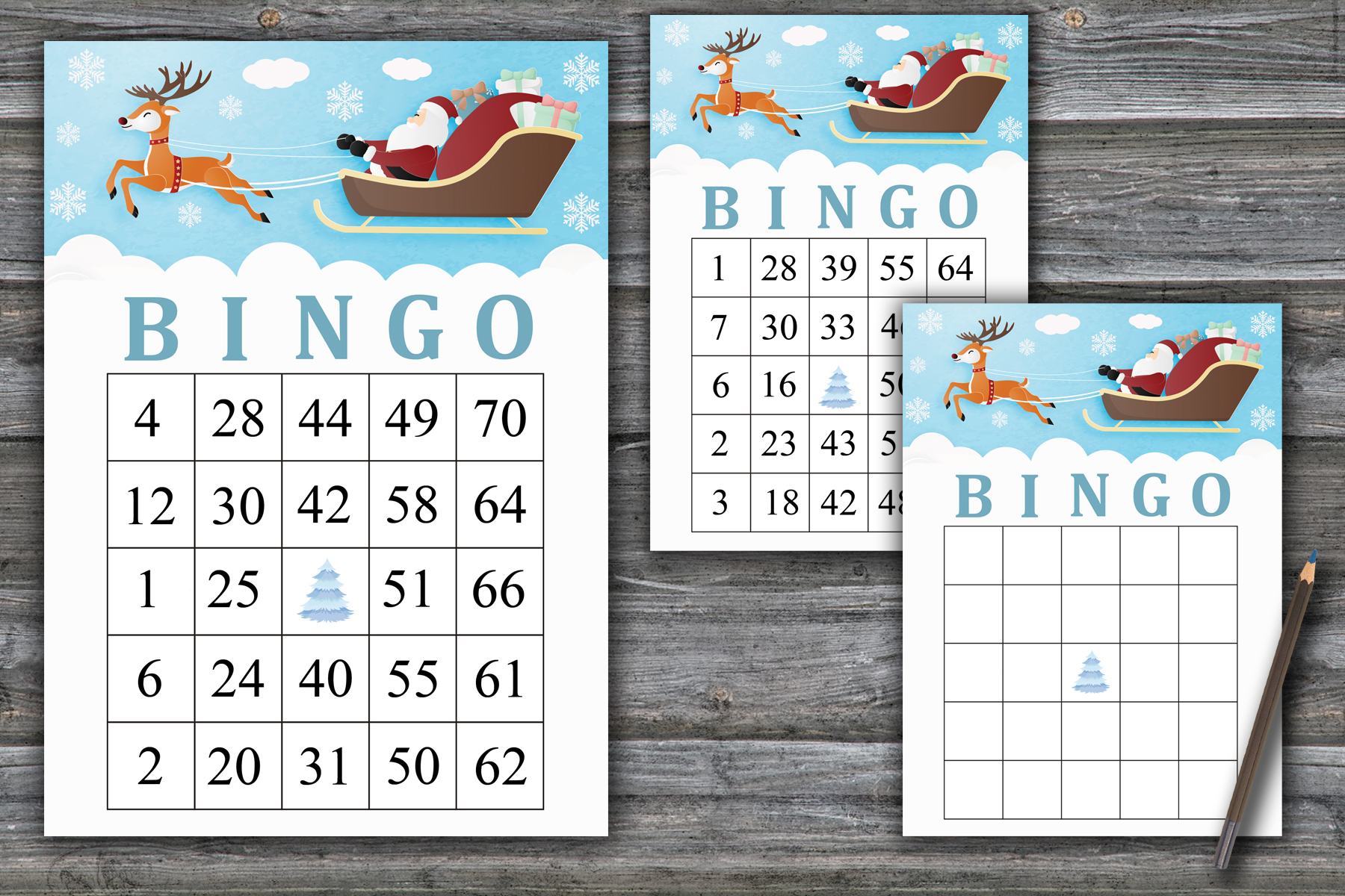 Santa Carriage Bingo Game,rudolph Bingo Card,christmas Bingo Game ...