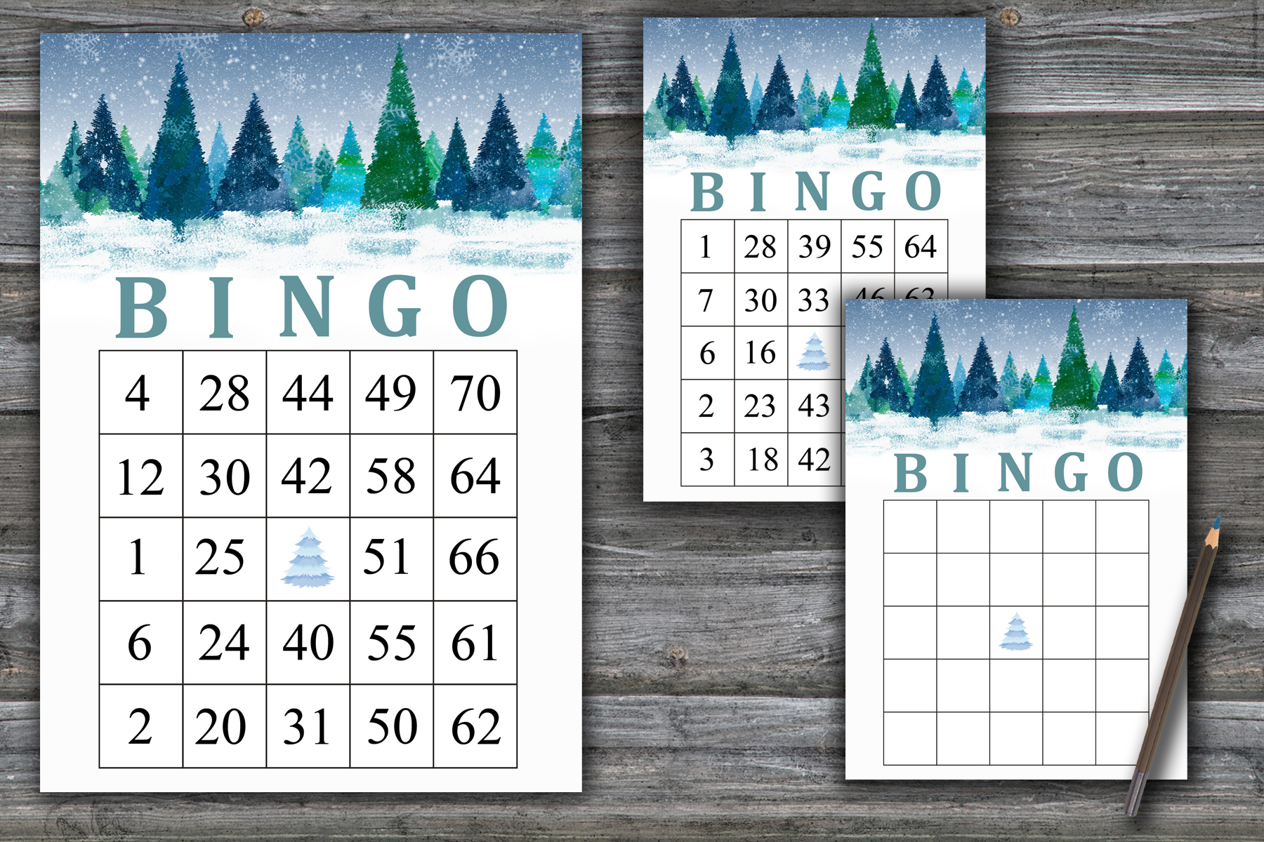 Winter Forest Bingo Game,merry Christmas Bingo Card,christmas Bingo ...
